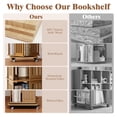 Rotating Bookshelf 6 Tier, Solid Wood Spinning Bookcase with Wheels ...