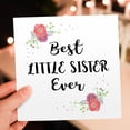 3drose, Floral Best Little Sister Ever Pretty Watercolor Pink Flowers ...