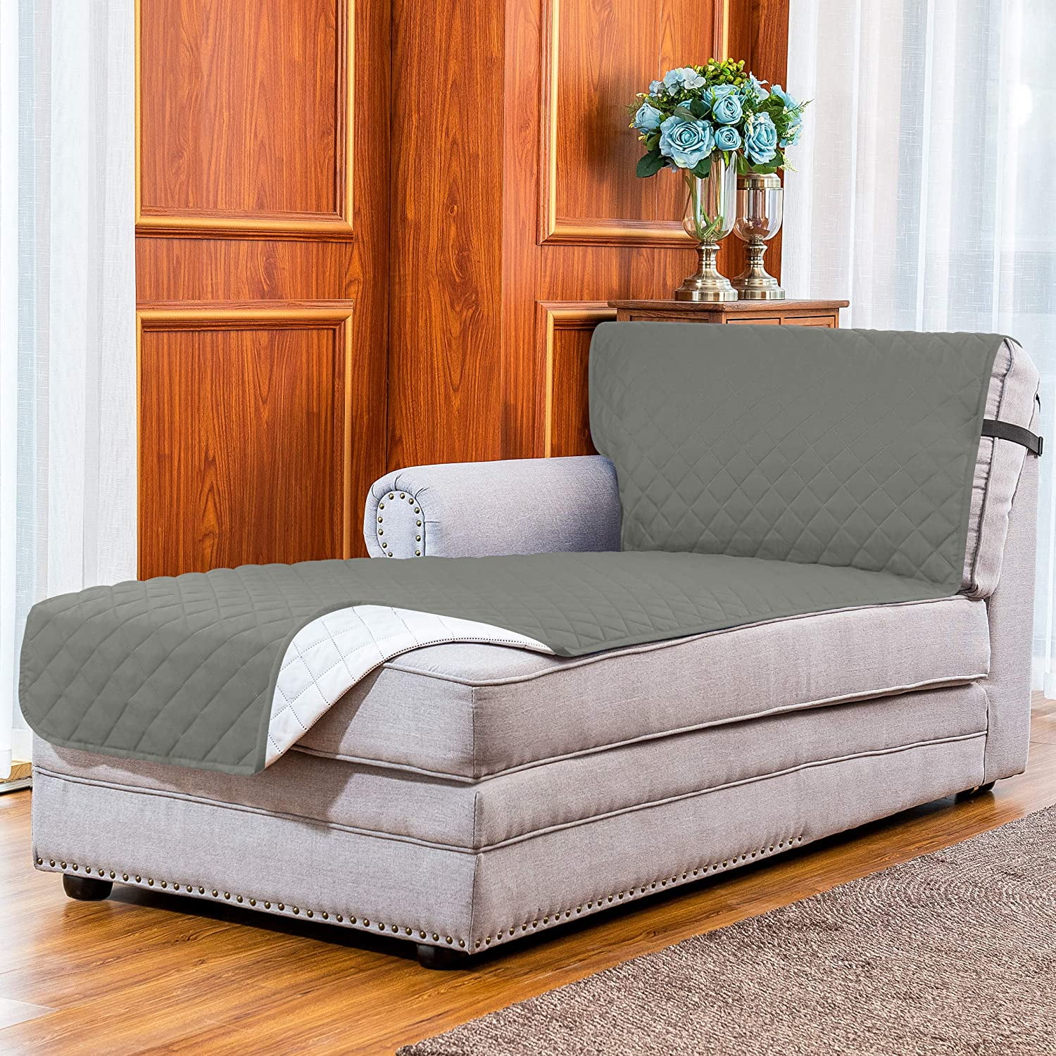 Click here for Subrtex Chaise Sofa Cover Reversible Slipcover Wit... prices