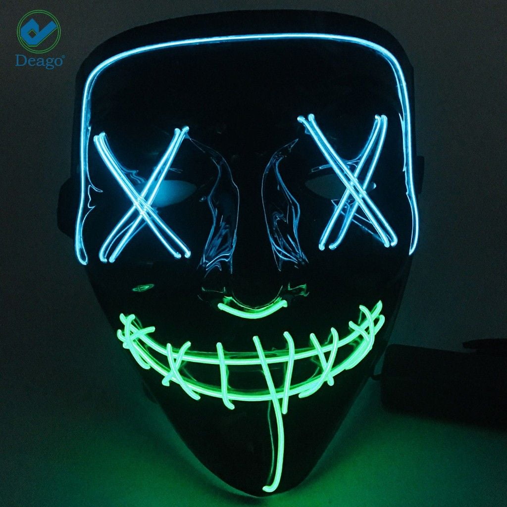 Deago Halloween Mask LED Light Up EL Wire Cosplay Glowing Mask The ...