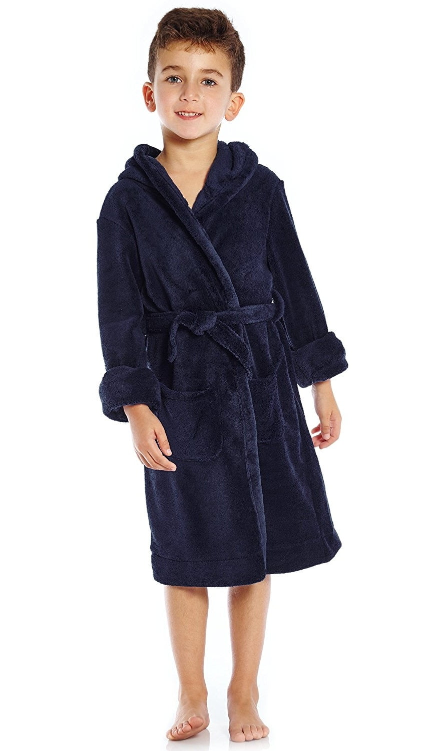 Kids Fleece Sleep Hooded Robe Navy Size 4 Years - Walmart.com