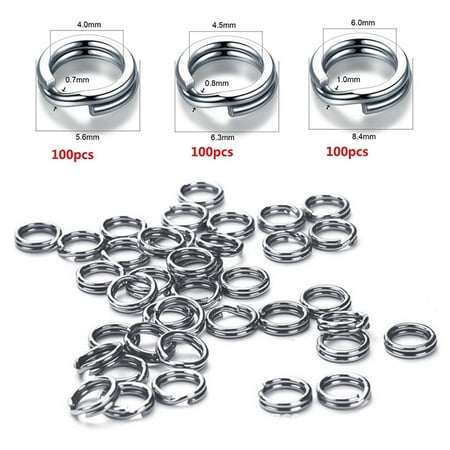 100 Pieces Fishing Split Rings Hard Baits Snap Stainless Steel ...
