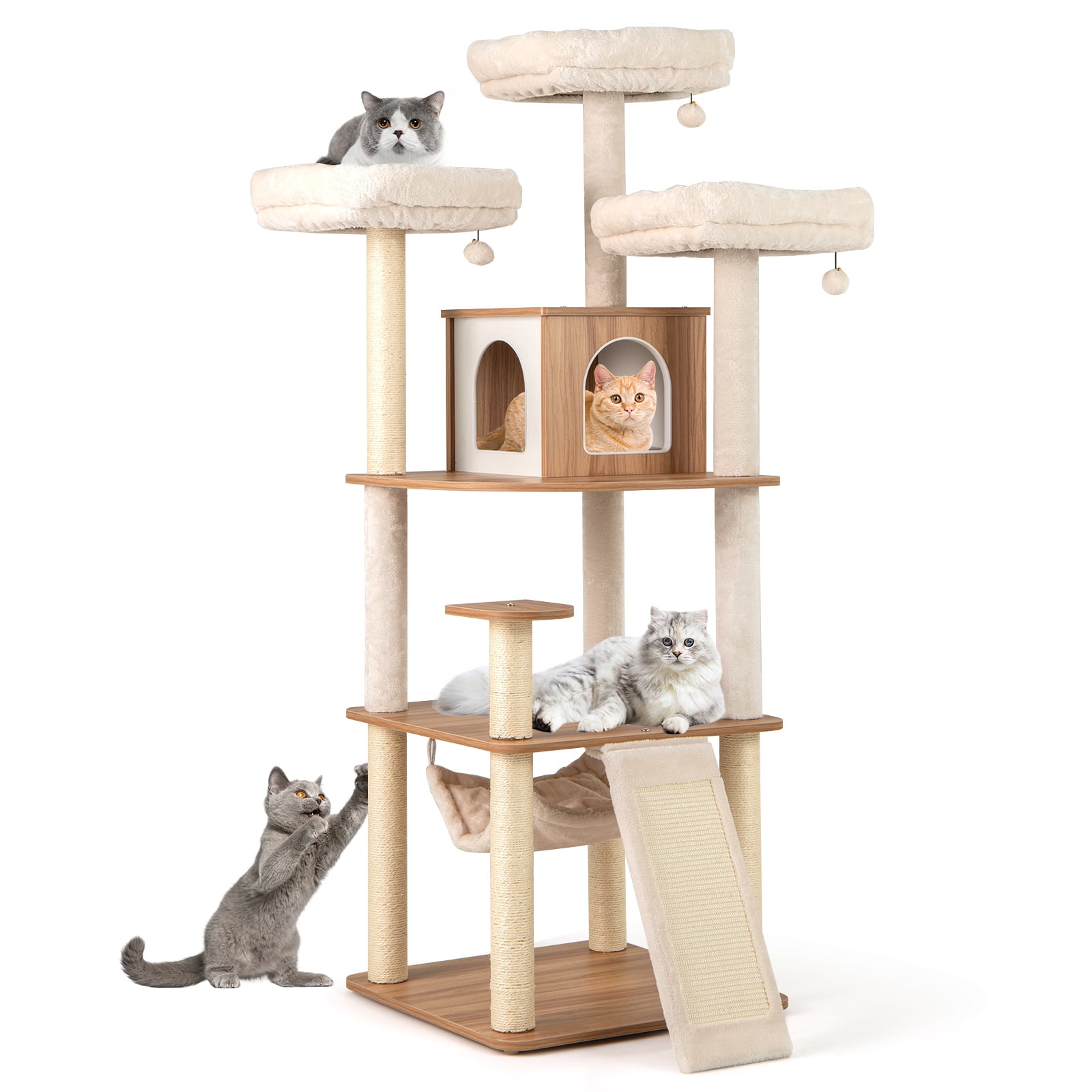 Click here for Gymax 68 Large Cat Tower W/ 3 Padded Perches Condo... prices