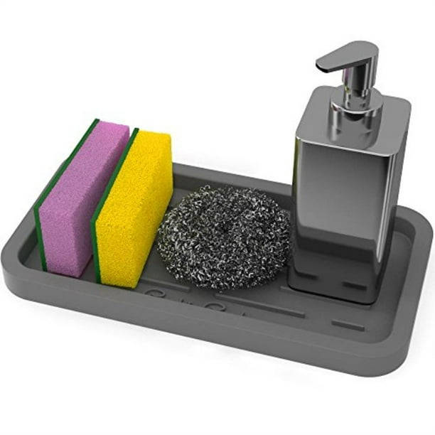 Sponge Holder Kitchen Sink Organizer Sink Caddy Silicone Sink Tray Soap