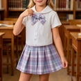 akafmk Girls School Uniform Outfits Lapel Bow Button Down Shirts Short ...