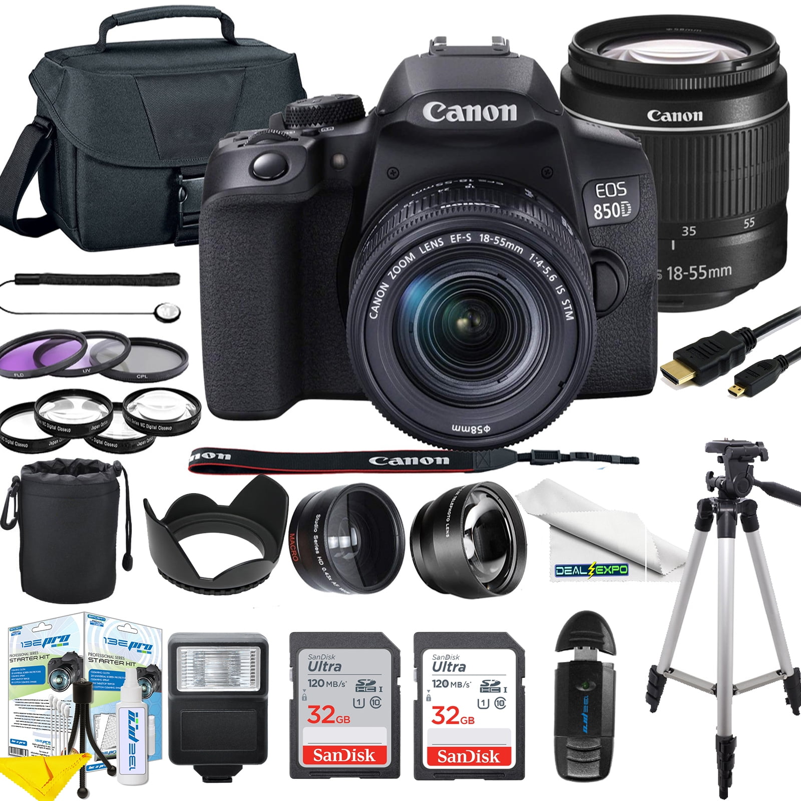 Canon EOS 850D / Rebel T8i DSLR Camera with 18-55mm Lens + 2 Pcs ...