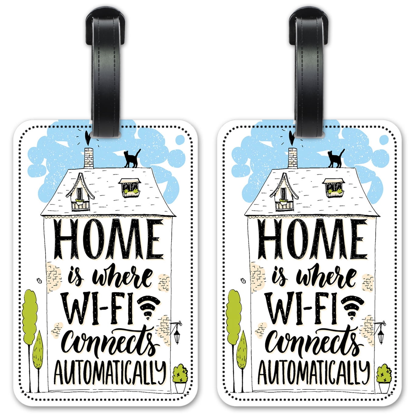 Home Is Wi-Fi - Luggage ID Tags / Suitcase Identification Cards - Set ...