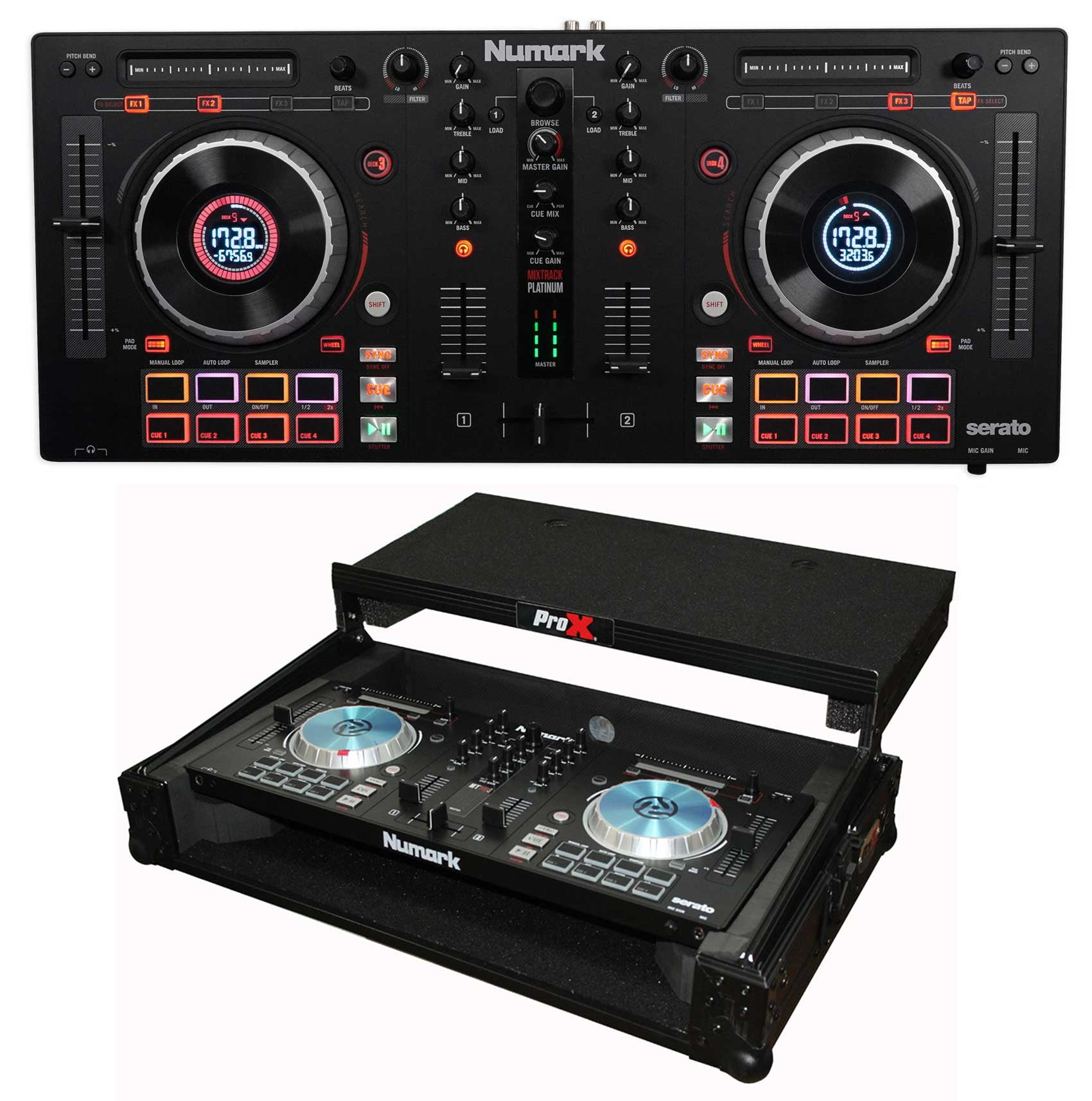 Numark Mixtrack Platinum 4-Ch. Serato DJ Controller+Flight Case w ...