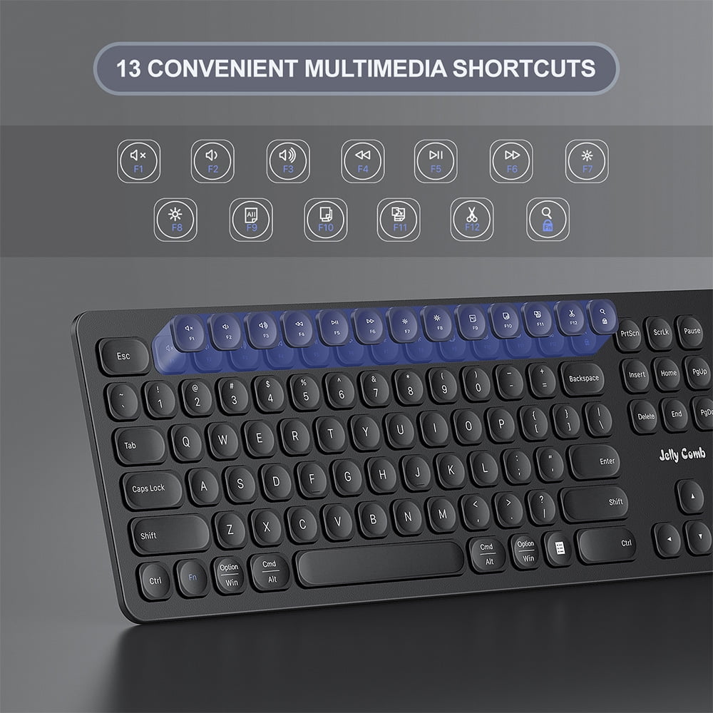 Buy Jelly Comb Wireless Keyboard, Rechargeable Full Size Multi-device 2 ...