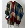 TD Collections Women's Woven Buffalo Plaid Ruana Poncho Wrap Shawl (Red ...