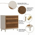 COZAYH 3-Drawer Distressed Woven Cane Front Accent Chest with Brass ...