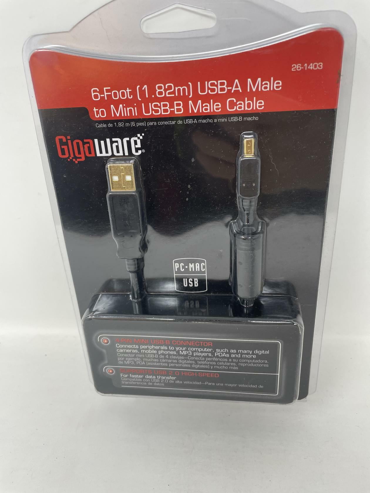Gigaware - 6 Foot USB-A Male to Mini USB-B Male Cable - PC/MAC - USB ...
