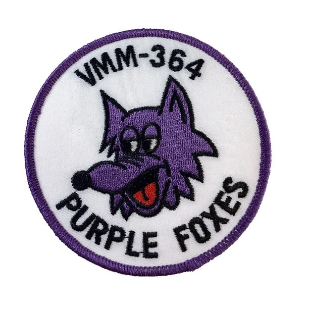VMM-364 Purple Foxes (White Background) Squadron Patch – Sew On, 4.5 ...