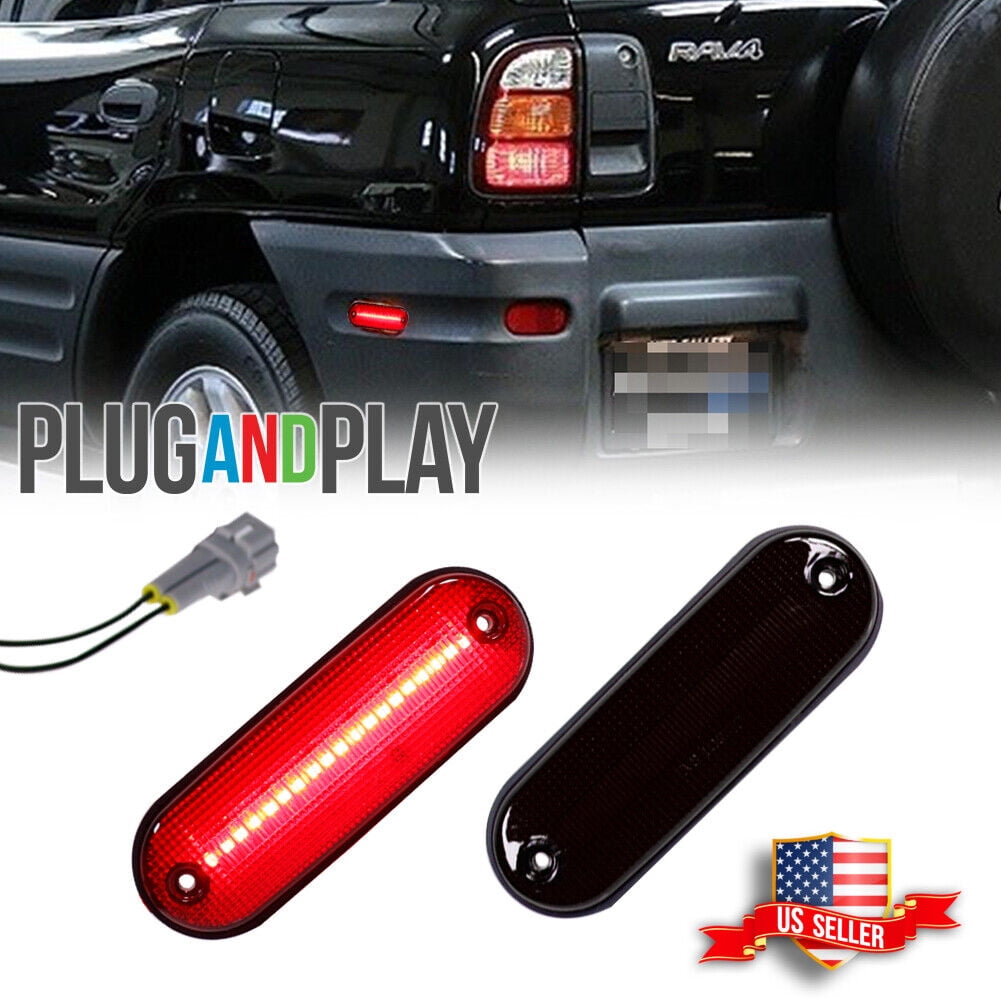 GTINTHEBOX Smoked Rear Bumper Red LED Fender Side Marker Lights For ...