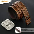 WHIPPY Western Genuine Leather Belt for Women Men Cowgirl Cowboy Scroll ...