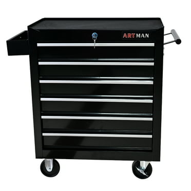 Costway Large Roller Tool Box with Wheels, 2-in-1 Mobile Tool Chest ...