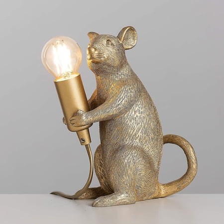 Modern Metallic Gold Painted Rat Design Table Lamp Animal Mouse Lamp ...