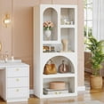 Tribesigns 70" Tall Geometric Bookshelf, White Arched Bookcase with 5 ...