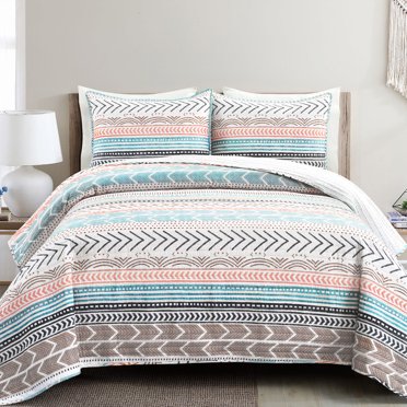 Mainstays Grey Aztec King Quilt - Walmart.com