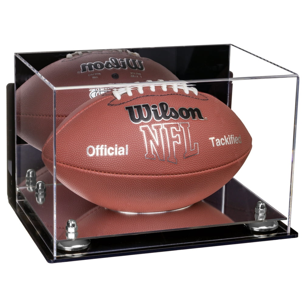 Acrylic Football Display Case with Mirror, Wall Mount, Silver Risers ...