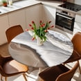 Beach Ocean Wave Round Fitted Tablecloth Abstract Art Coastal Brown ...