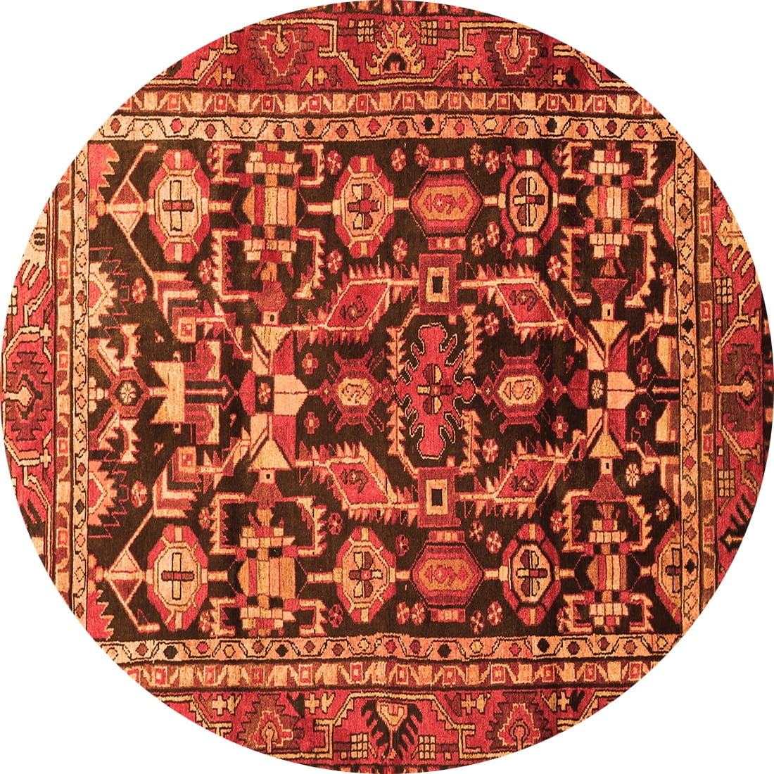 Ahgly Company Indoor Round Persian Orange Traditional Area Rugs, 6 ...