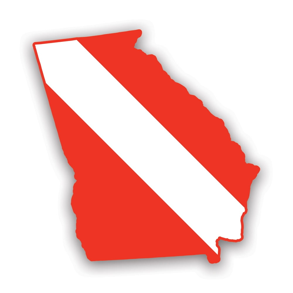 Georgia State Shaped Diver Down Flag Sticker Decal - Self Adhesive Vinyl - Weatherproof - Made ...