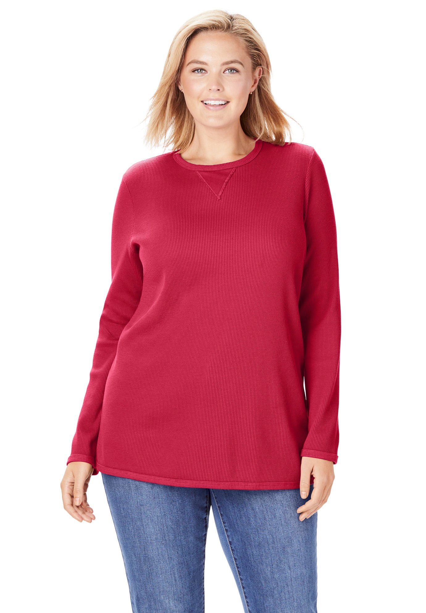 Woman Within - Woman Within Plus Size Thermal Sweatshirt - Walmart.com ...