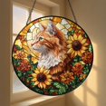 Cat and Sunflower Stained Glass Style Suncatcher, Fantasy Feline Window ...
