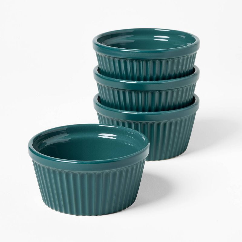 Click here for 4pc Stoneware Ramekin Set Dark Green - Figmint prices