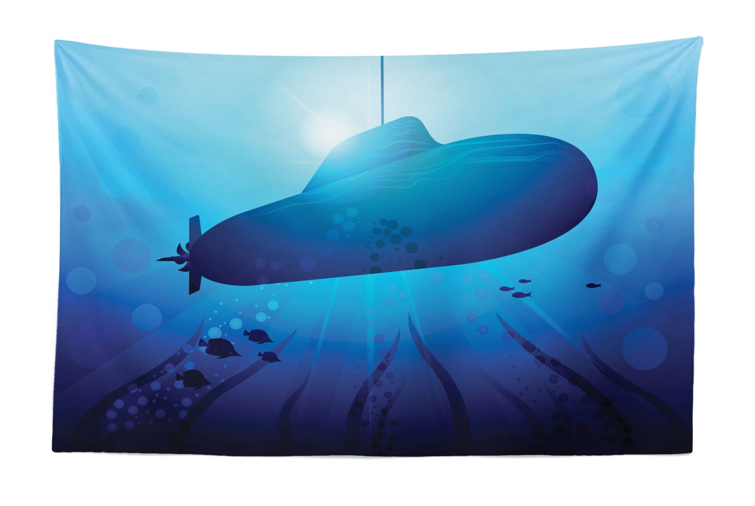 Deep Sea Tapestry, Big Sharks Circling Under The Water Illustration ...