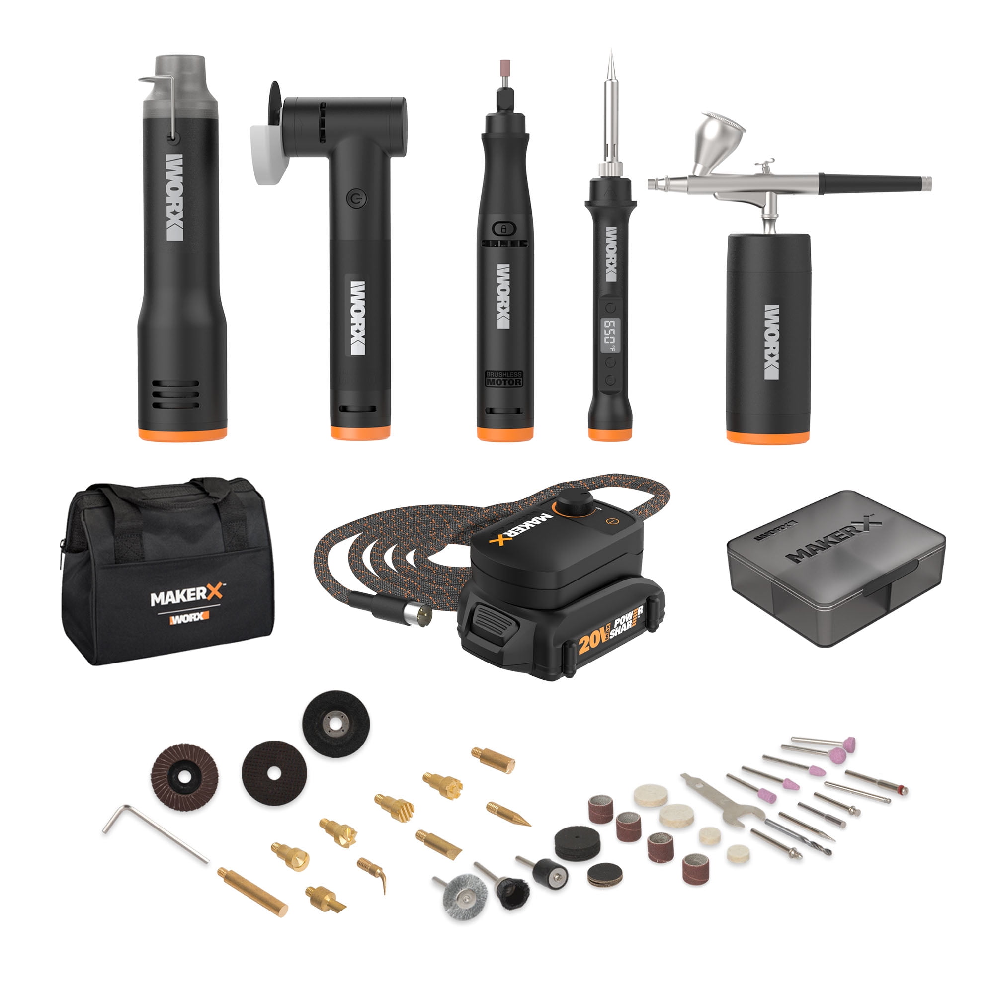 Worx MAKERX WX997L 5-tool Kit with Rotary Tool, Wood & Metal Crafter ...
