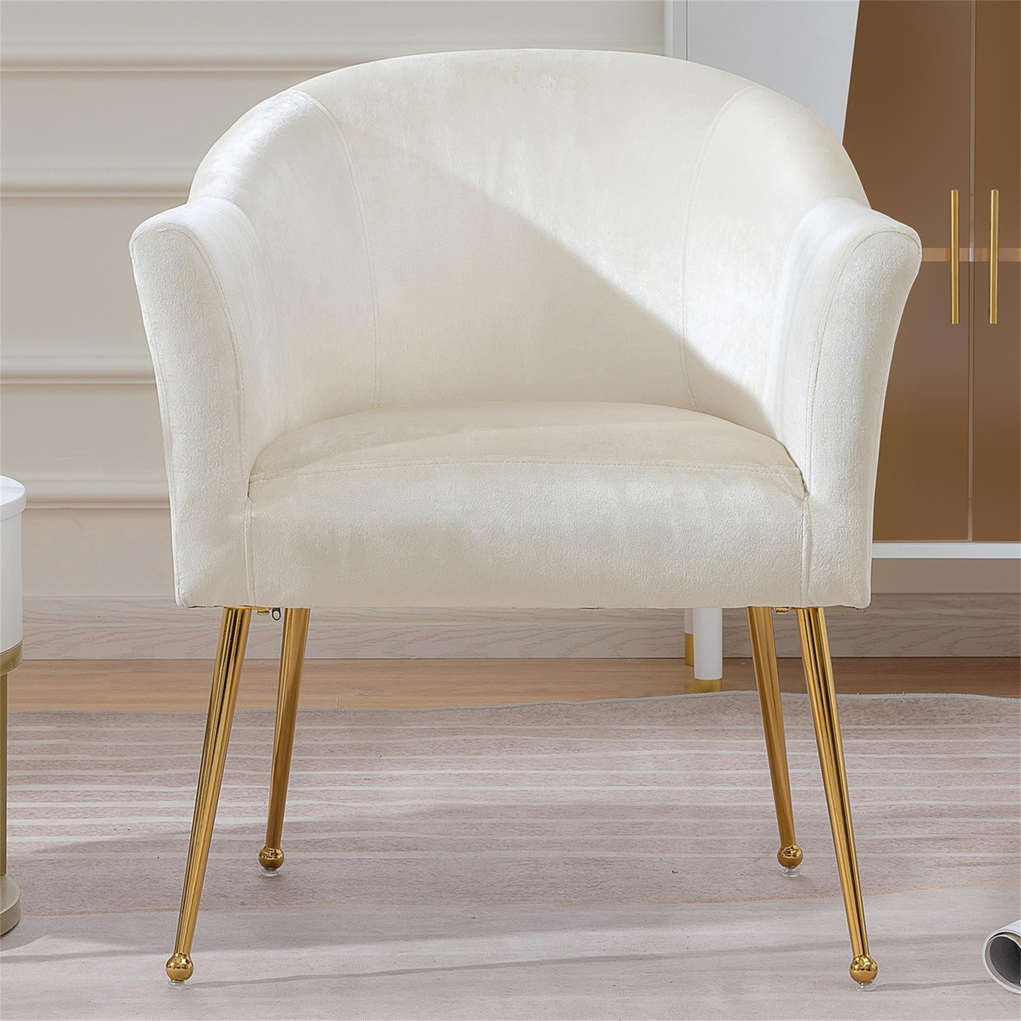 Kepooman White Polyester Armchair, Modern Single Sofa Chairs with Gold ... Kepooman White Polyester Armchair, Modern Single Sofa Chairs with Gold ...