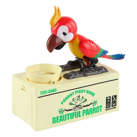 Agiferg Beautiful Parrot Cartoon Electric Money-eating Coin Pigy Bank ...