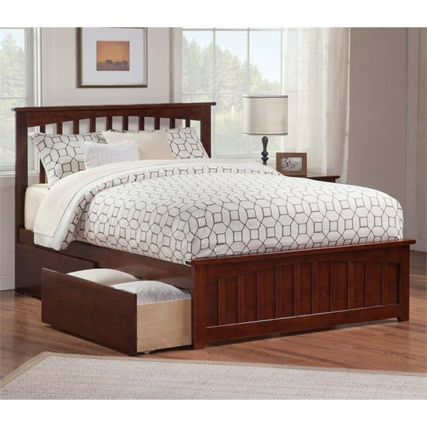 Pemberly Row Queen Storage Platform Bed in Walnut - Walmart.com