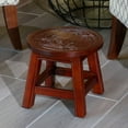 DTY Indoor Living Fairplay Carved Wooden Stool, Floral Design, Cherry ...