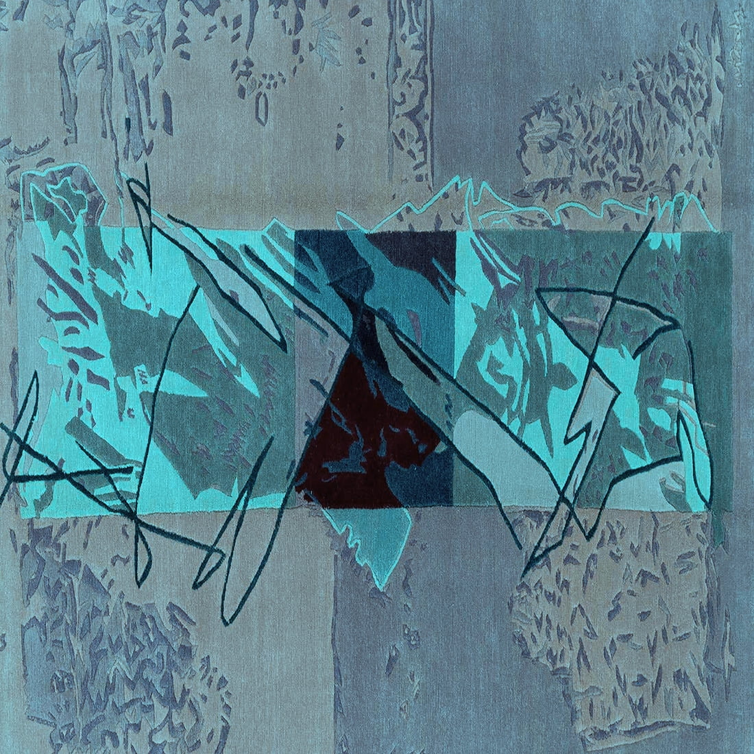 Ahgly Company Indoor Square Abstract Light Blue Modern Area Rugs, 6 ...