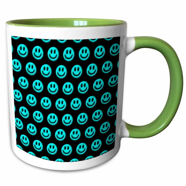 3dRose Turquoise Smiley Buttons on Black Background- Flat image, not ...