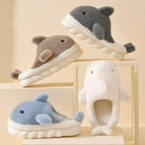 Soft Plush Whale Shark Fuzzy Slippers 1.6'' Heightening Soles for Women ...