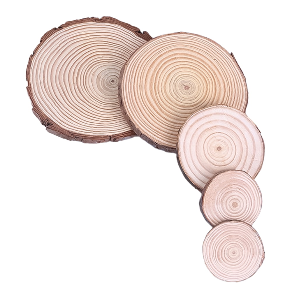 Wood Slices Round Crafts Unfinished Tree Diy Wooden Rounds Bark Circles ...