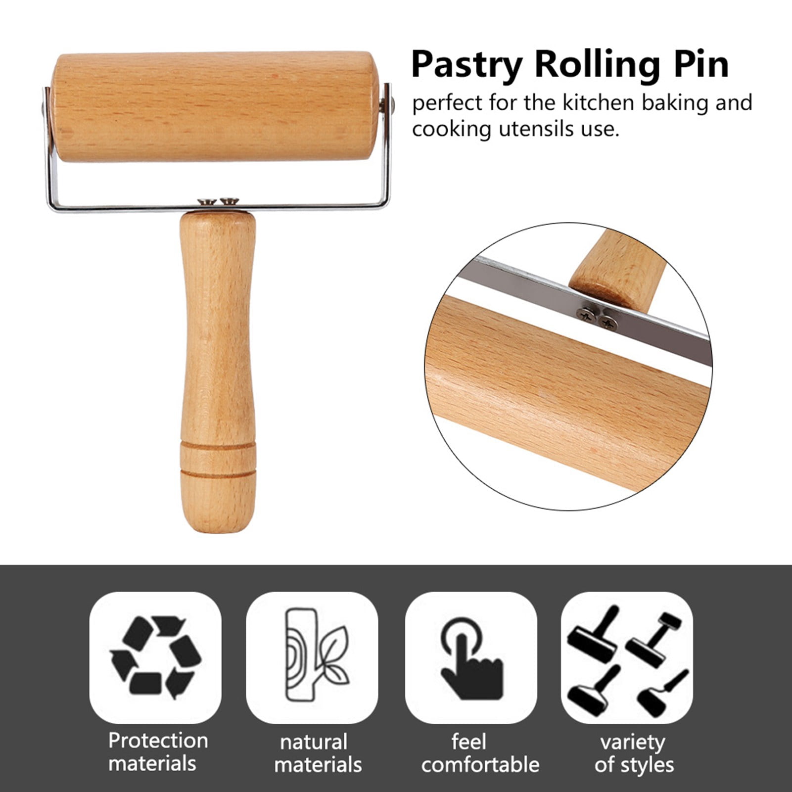 Wooden Pastry Roller for Pizza, Baking 2-in-1 Tool, Small and Large ...