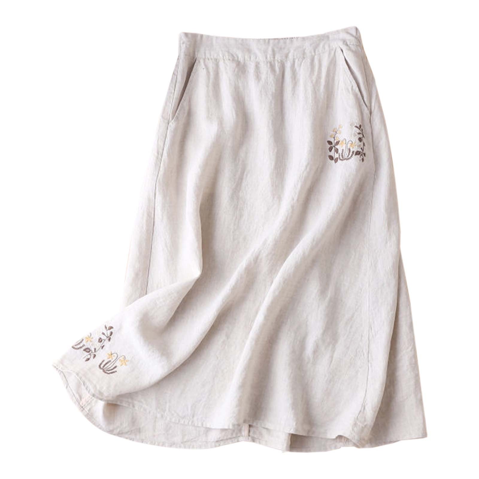 Click here for Fgnfyis Womens Skirts Flowing Linen Embroidered Sk... prices