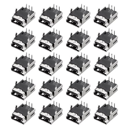 Mini USB PCB Connector Female 5P Vertical Insert 90 Degree Angle 20pcs ...