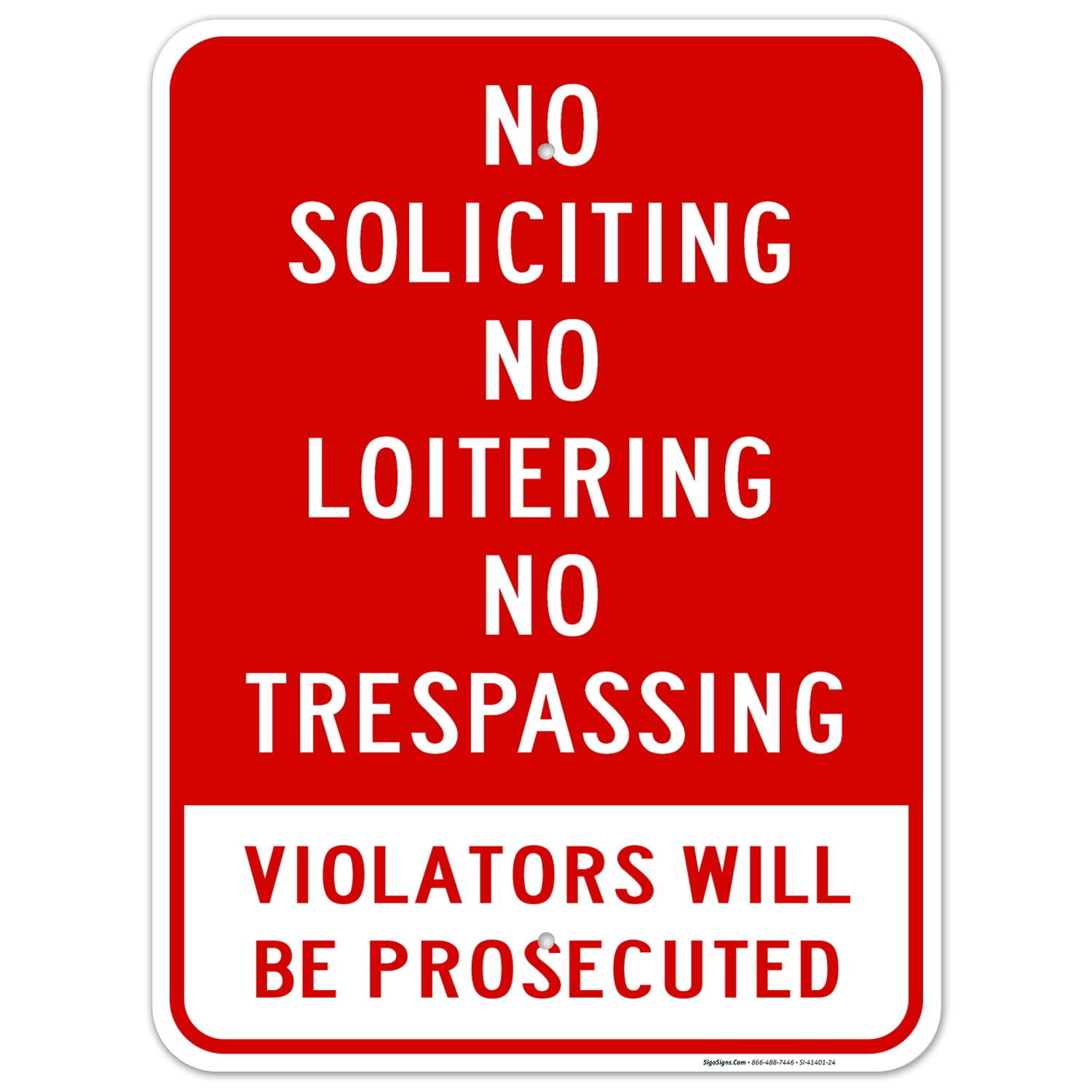 No Soliciting No Loitering Sign, - Walmart.com