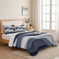 Full Quilt Bedding Set Dark Blue White Gradient Ripple Breathable ...