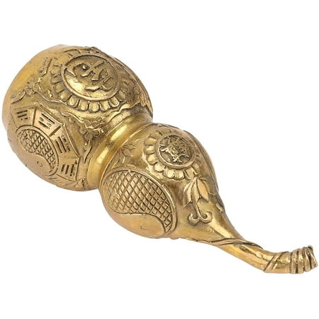 Chinese Good Luck Wu Lou Statue Copper Hu Lu Gourd Cucurbit Calabash ...