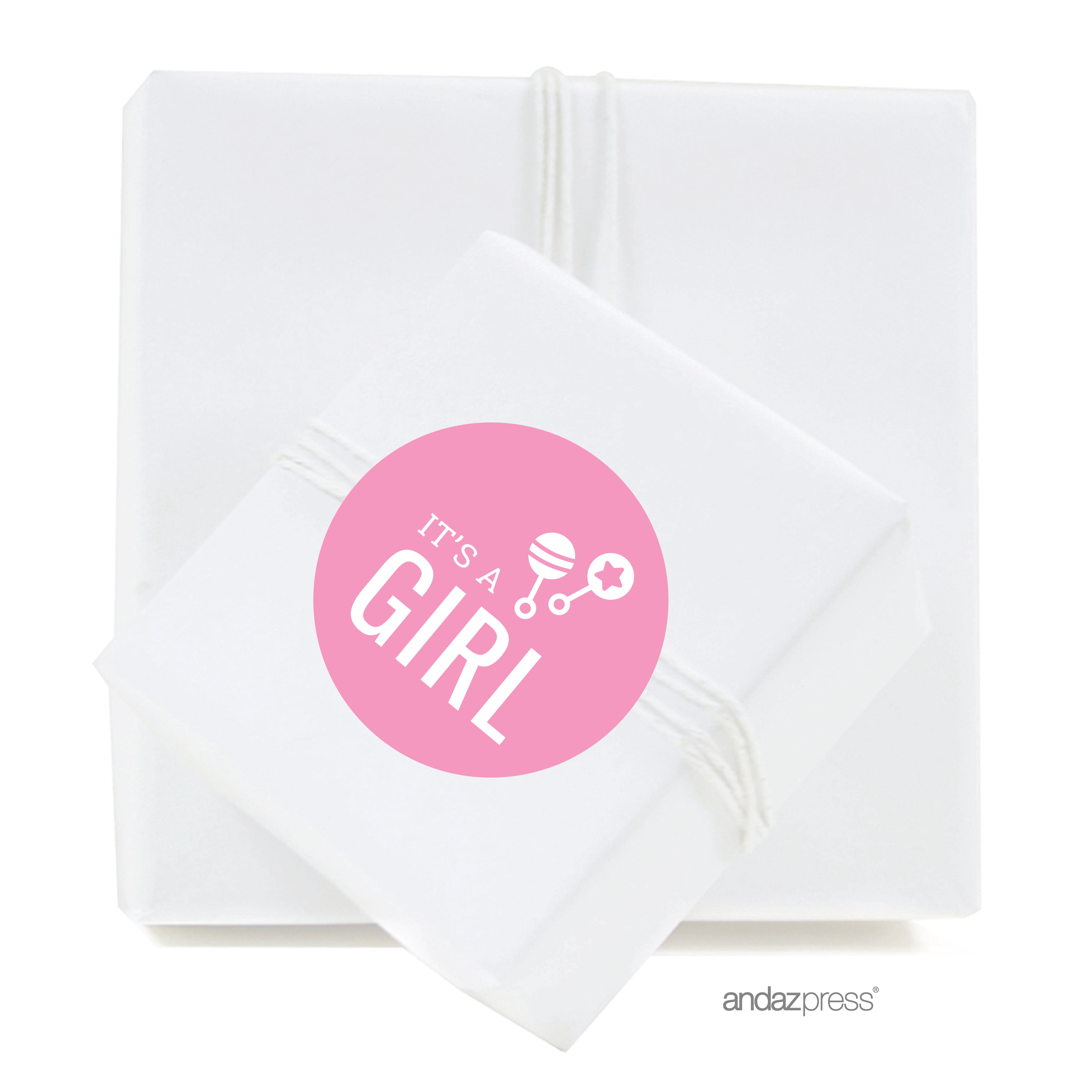It's A Girl Bubblegum Pink Chevron Baby Shower Round Circle Label ...