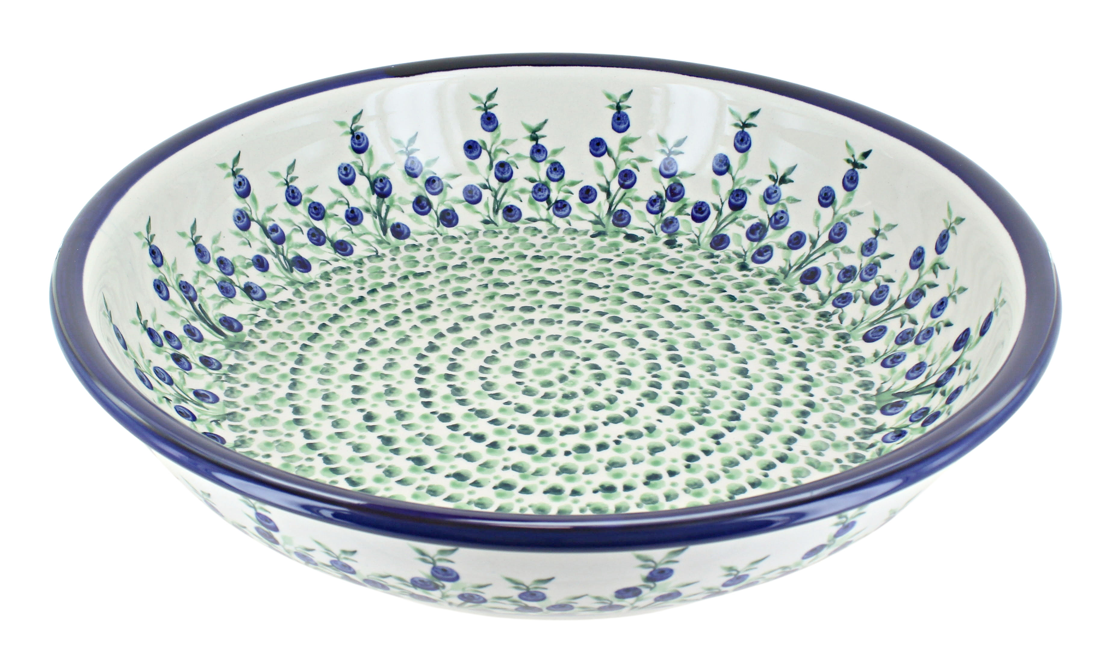 Blue Rose Polish Pottery Poreclain Vine Large Shallow Serving Bowl ...