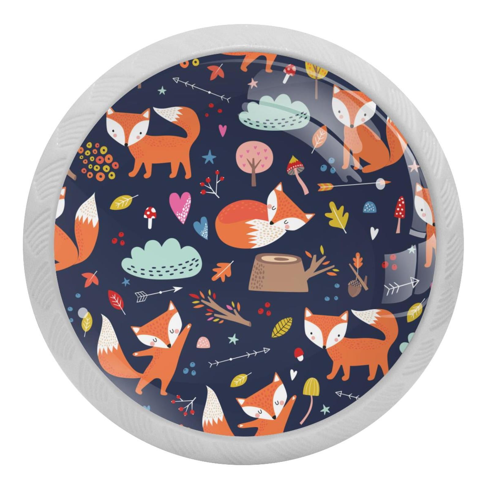 4PCS Round Fox Cabinet Fluorescence Knob Glowing in the Dark Furniture ...