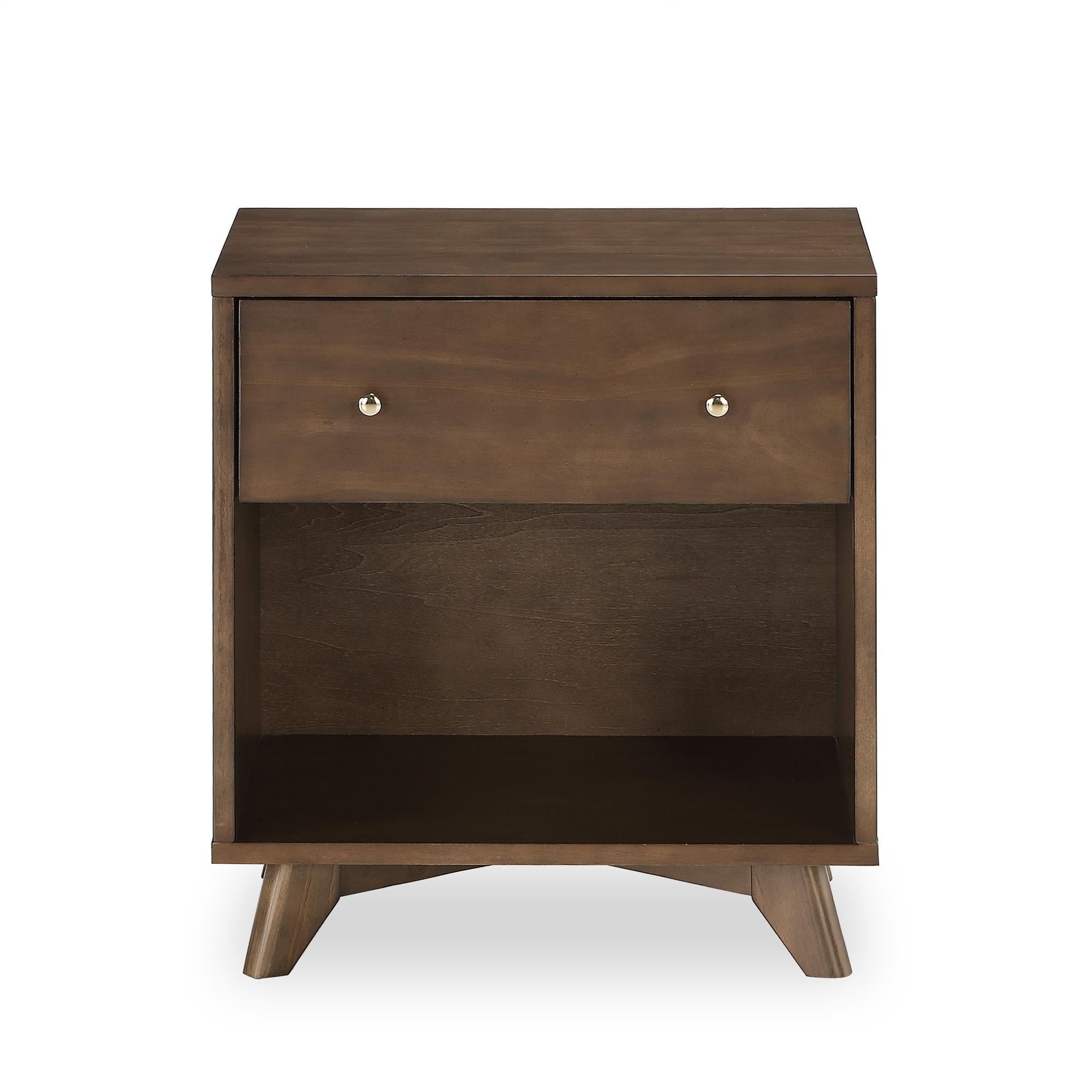 Novogratz Otis Mid-Century Modern Nightstand, Dark Walnut - Walmart.com ...